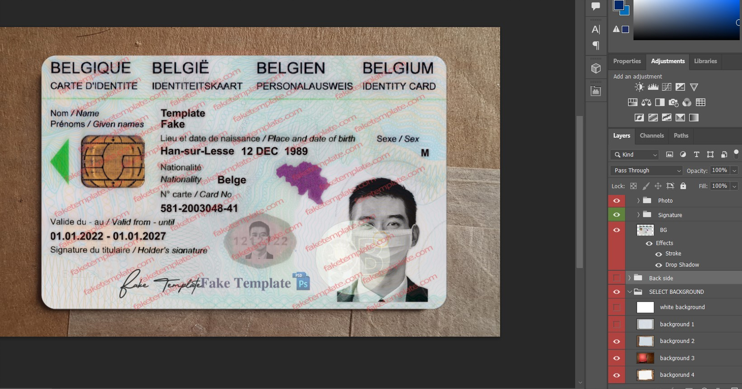 Belgium ID Card Template - Fake Belgium ID Card