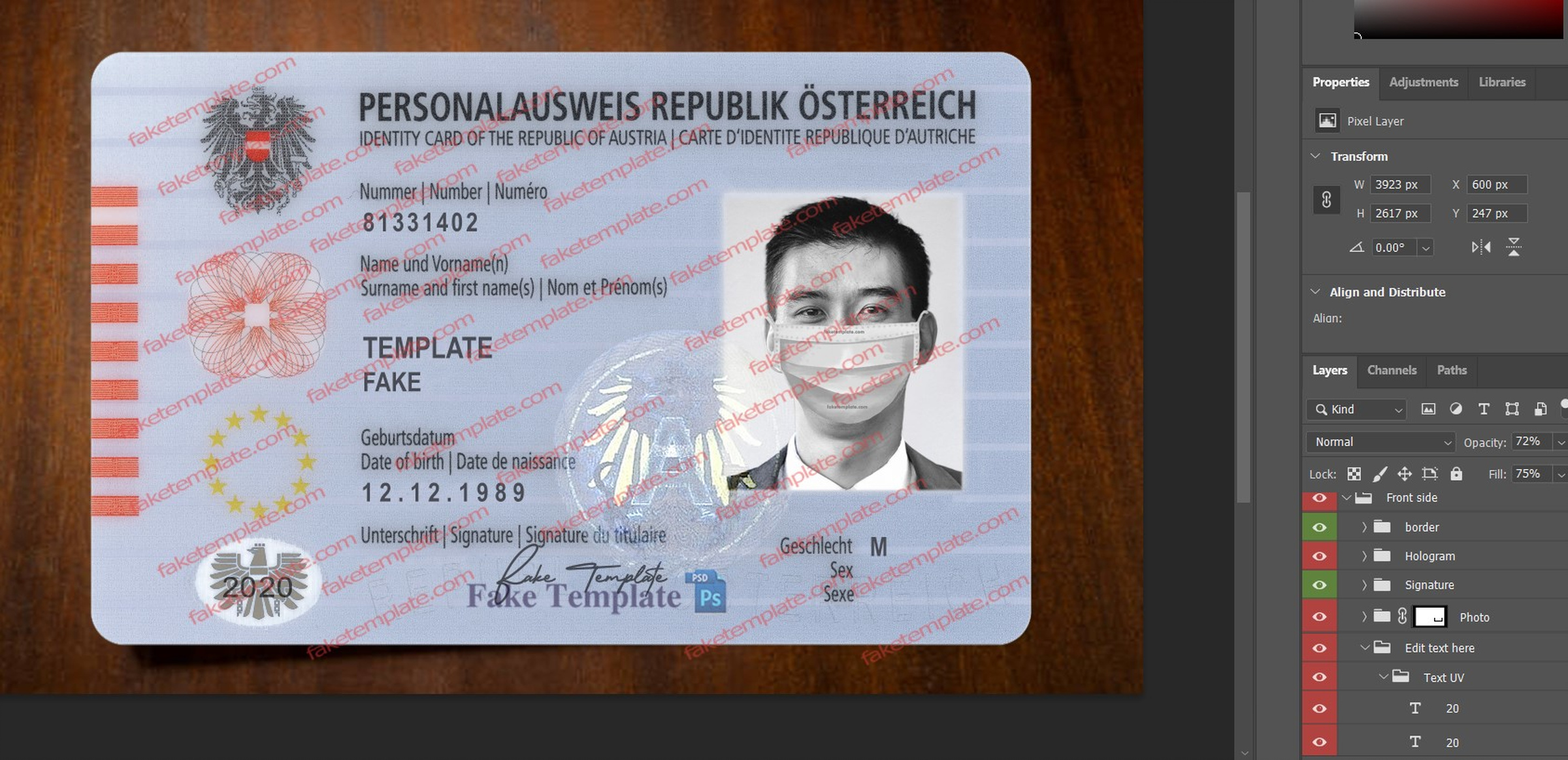 Austria ID Card Psd - Fake Austrian Identity Card
