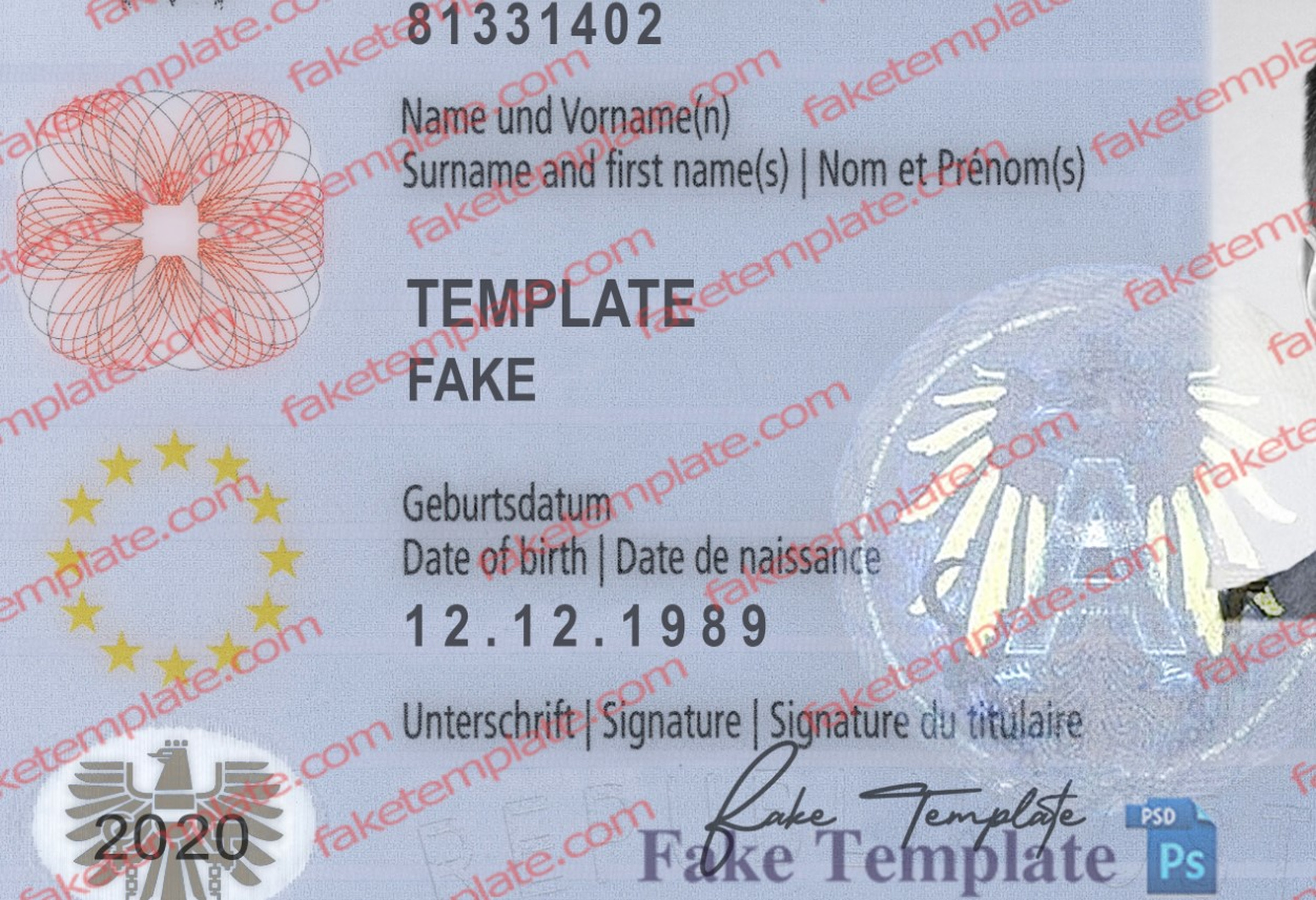 Austria ID Card Psd - Fake Austrian Identity Card