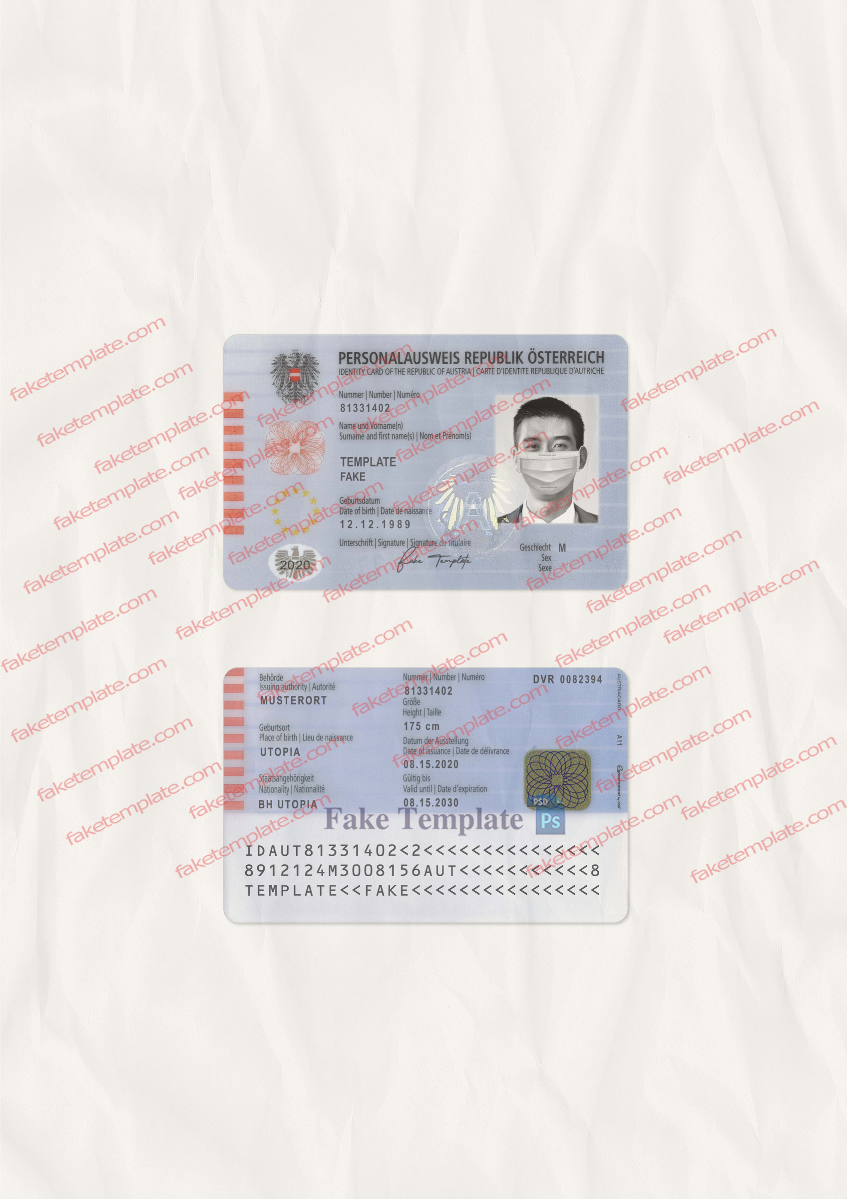 Austria ID Card Psd - Fake Austrian Identity Card